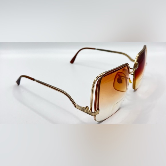 Welling | Accessories | Vintage Welling Gold Oval Halfrim Sunglasses ...